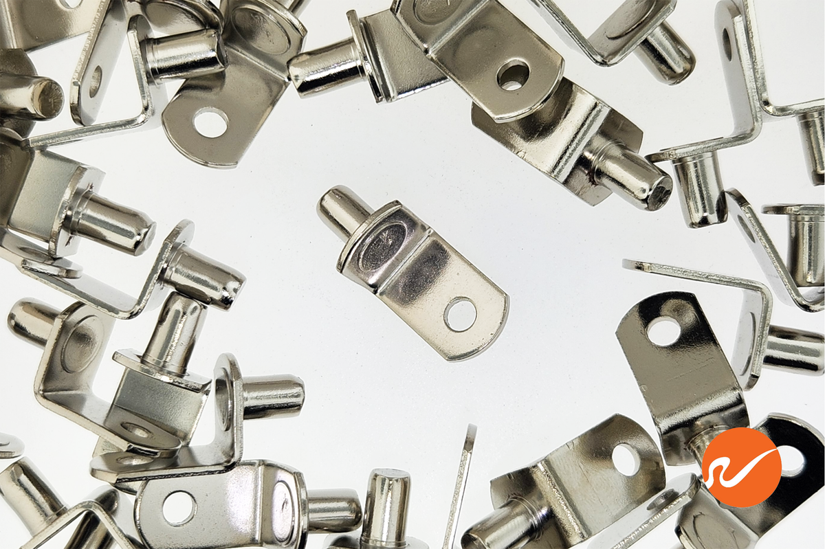1/4" Nickel Shelf Pins w/ hole - Heavy-duty bookshelf supports | WidgetCo
