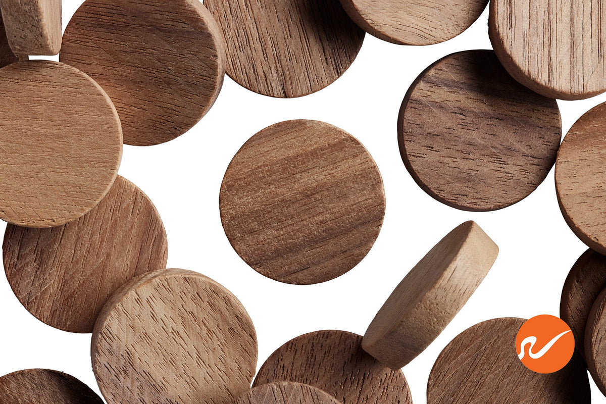 1" Face Grain Wood Plugs - Maple, Oak, Walnut, Cherry & Mahogany