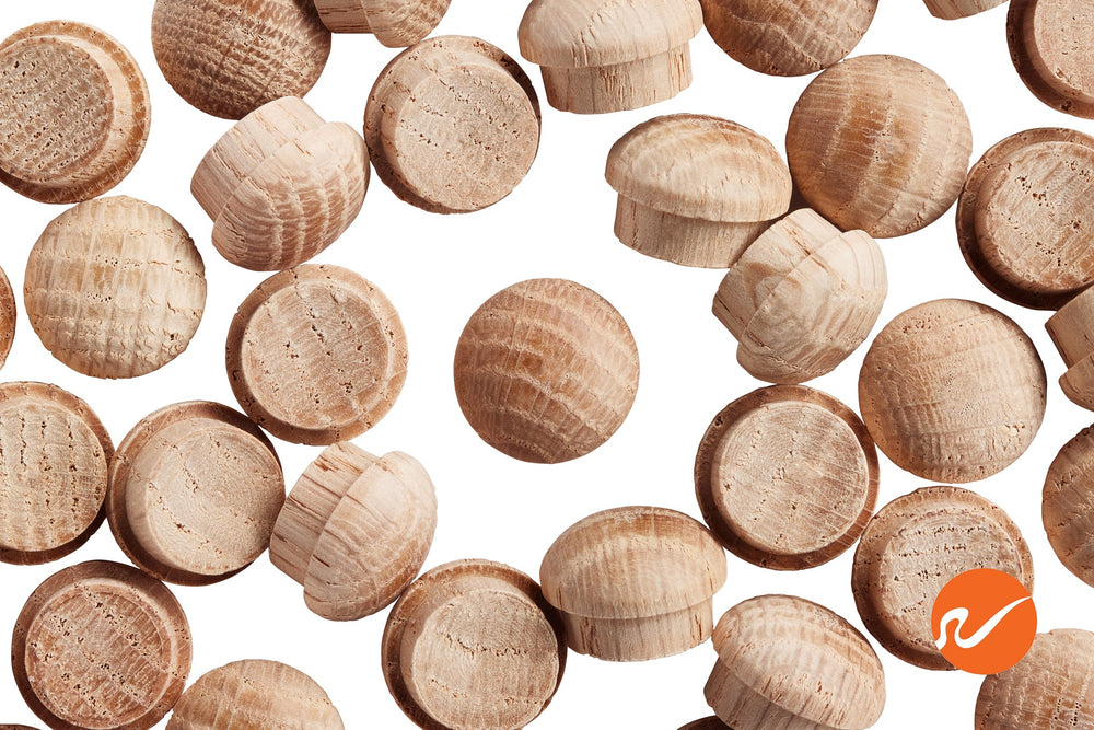 1/2" Button Top Wood Plugs - Maple, Oak, Walnut, Cherry & Mahogany