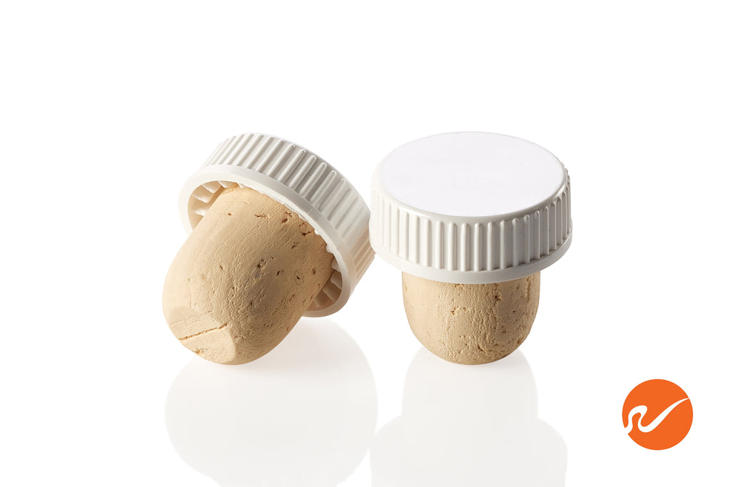 20.5mm Natural T-Corks, White Plastic Tops | WidgetCo