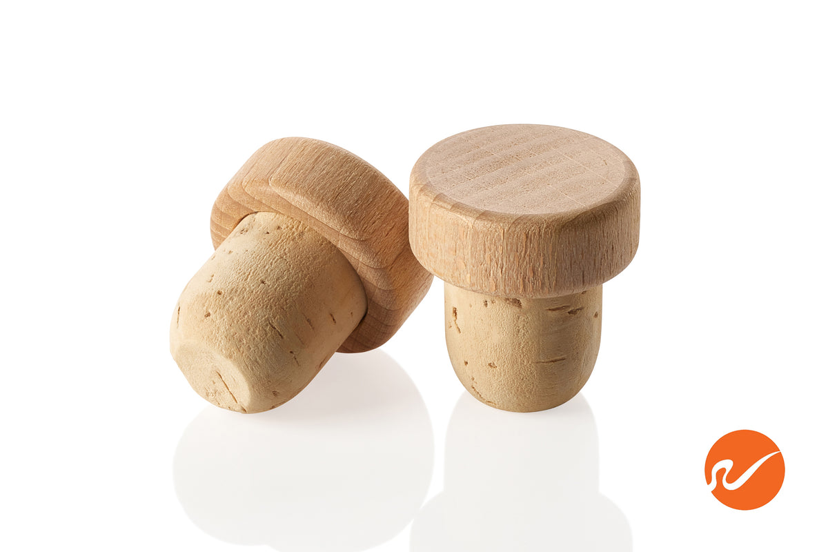 20.5mm Natural T-Corks, Wood Tops | WidgetCo
