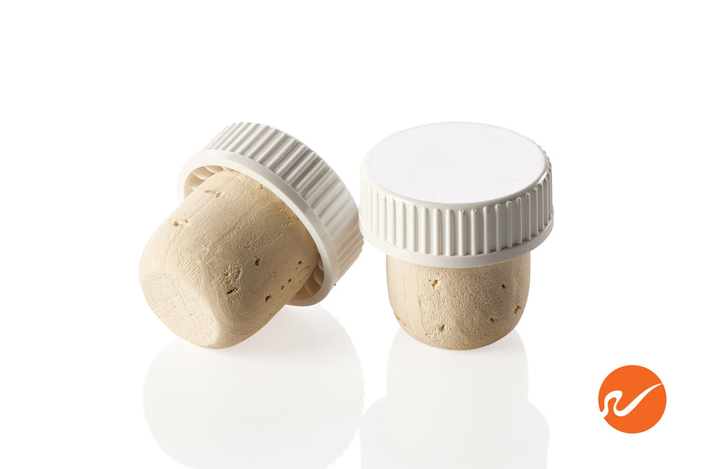 22.5mm Natural T-Corks, White Plastic Tops | WidgetCo