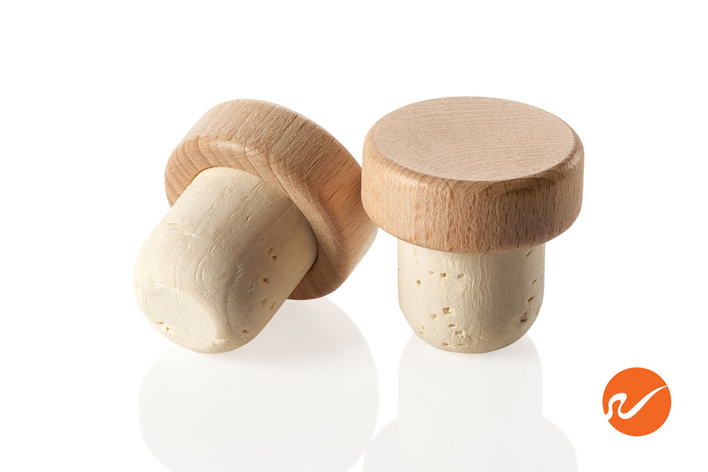 22.5mm Natural T-Corks, Wood Tops | WidgetCo